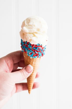 Sprinkle Dipped Red, White + Blue 4th of July Ice Cream Cones - The ...