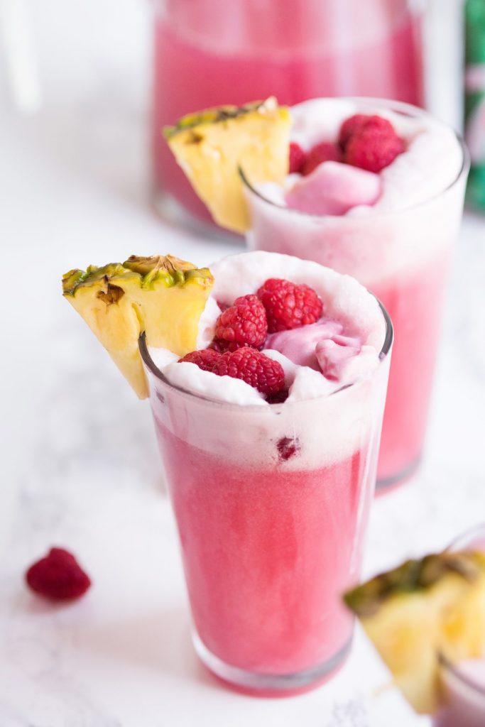 Raspberry Party Punch Sherbet Floats - The Sweetest Occasion