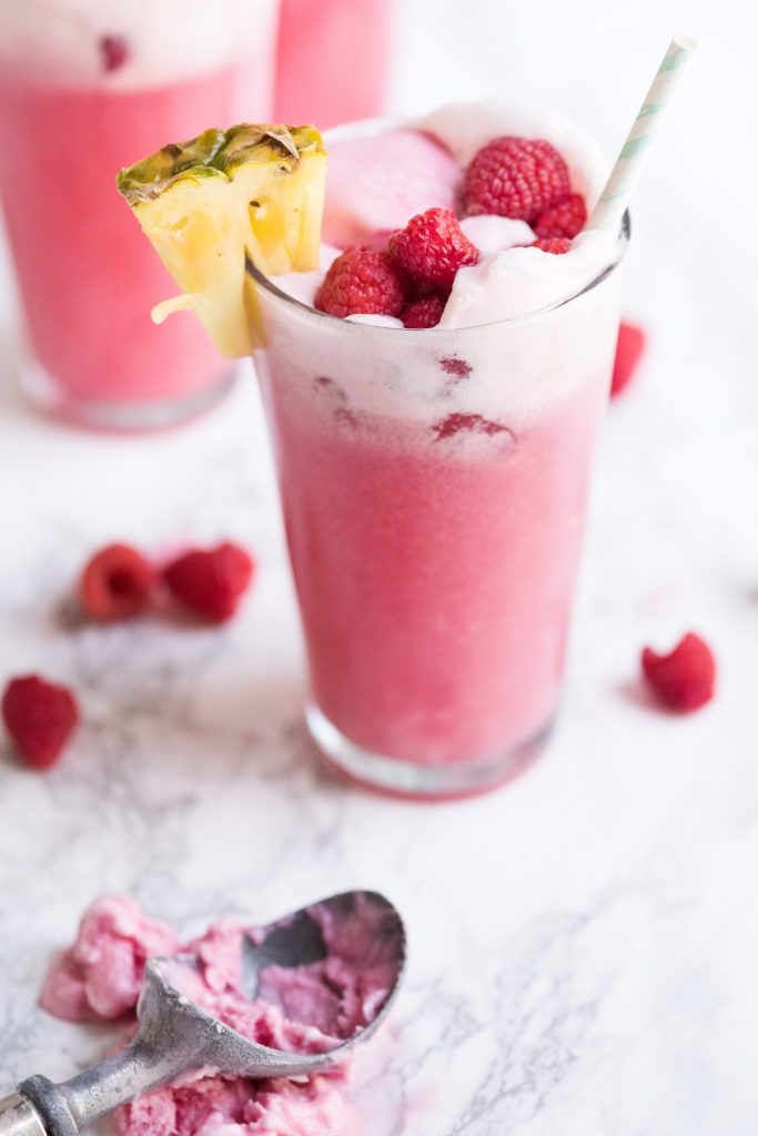 Raspberry Party Punch Sherbet Floats - The Sweetest Occasion
