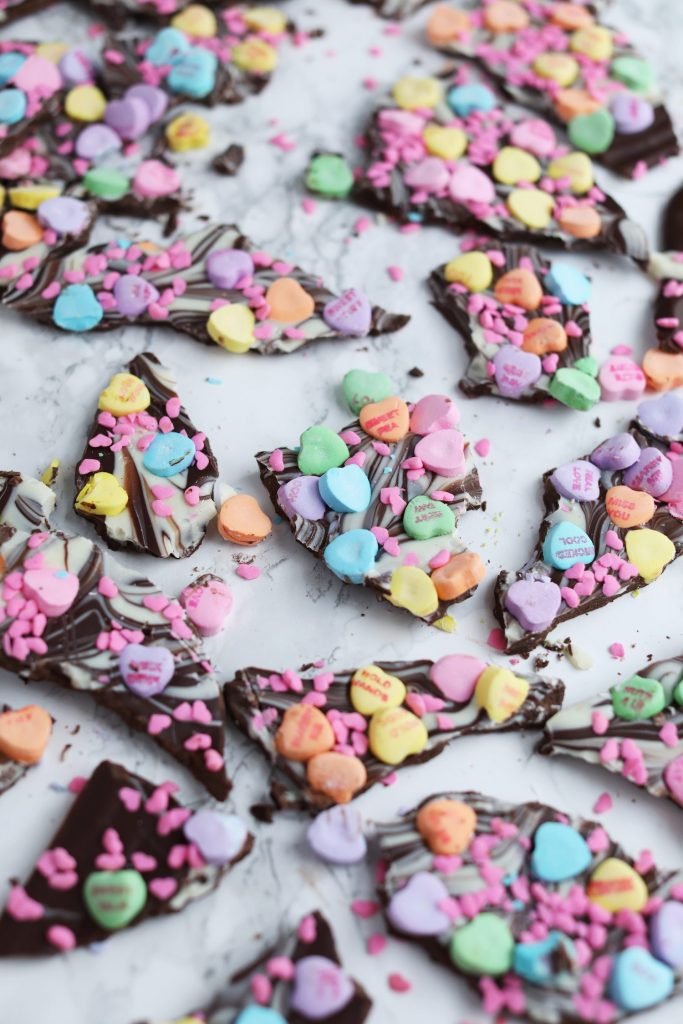 Valentine's Day Conversation Heart Chocolate Bark - The Sweetest Occasion