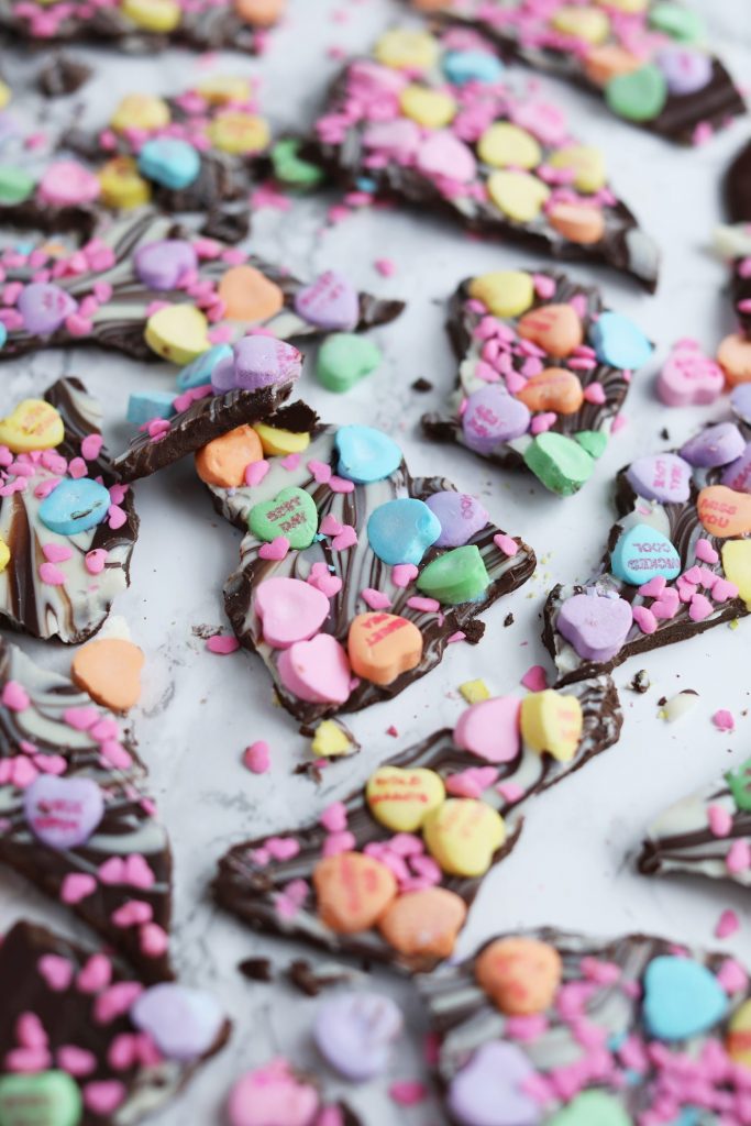 Valentine's Day Conversation Heart Chocolate Bark - The Sweetest Occasion