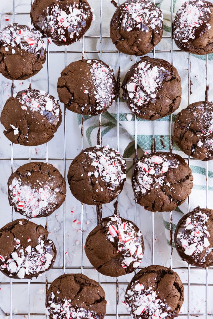 Fudge Dipped Double Chocolate Peppermint Cookies - The Sweetest Occasion