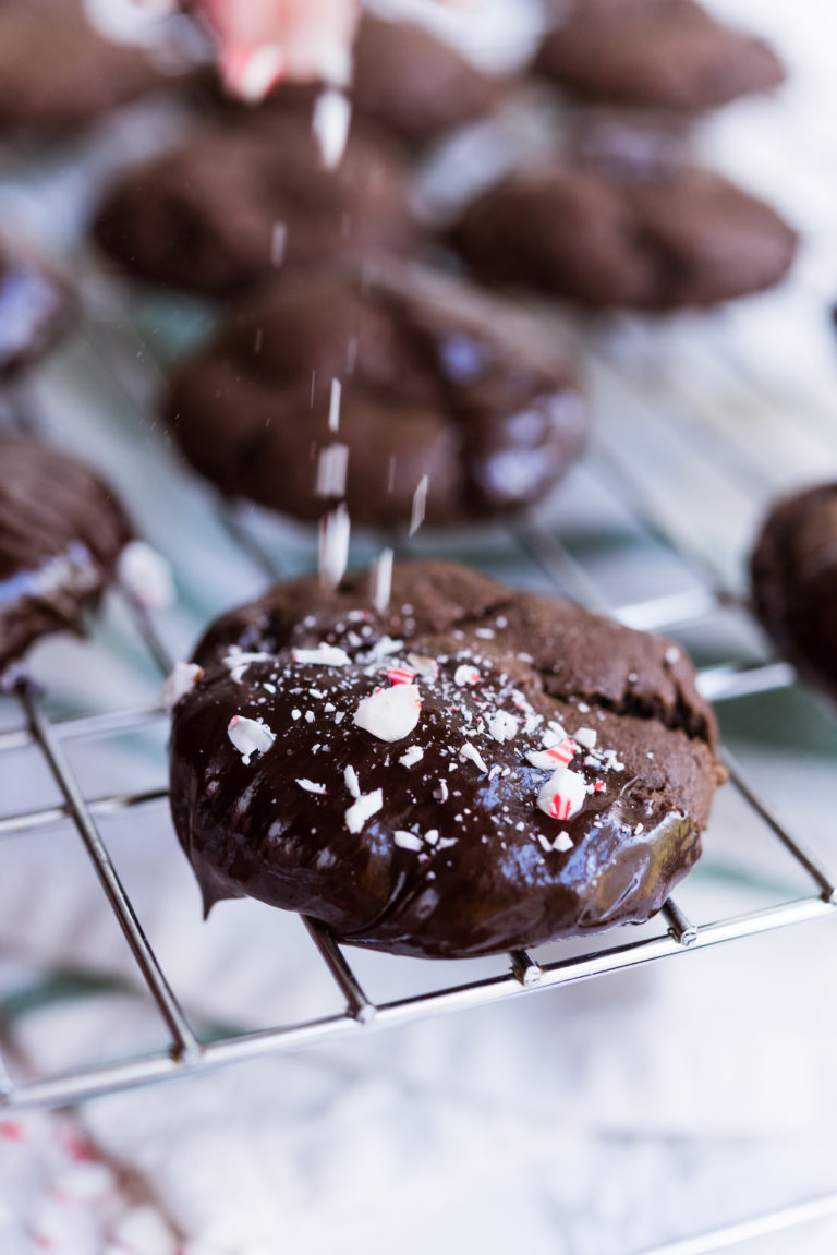 Fudge Dipped Double Chocolate Peppermint Cookies - The Sweetest Occasion